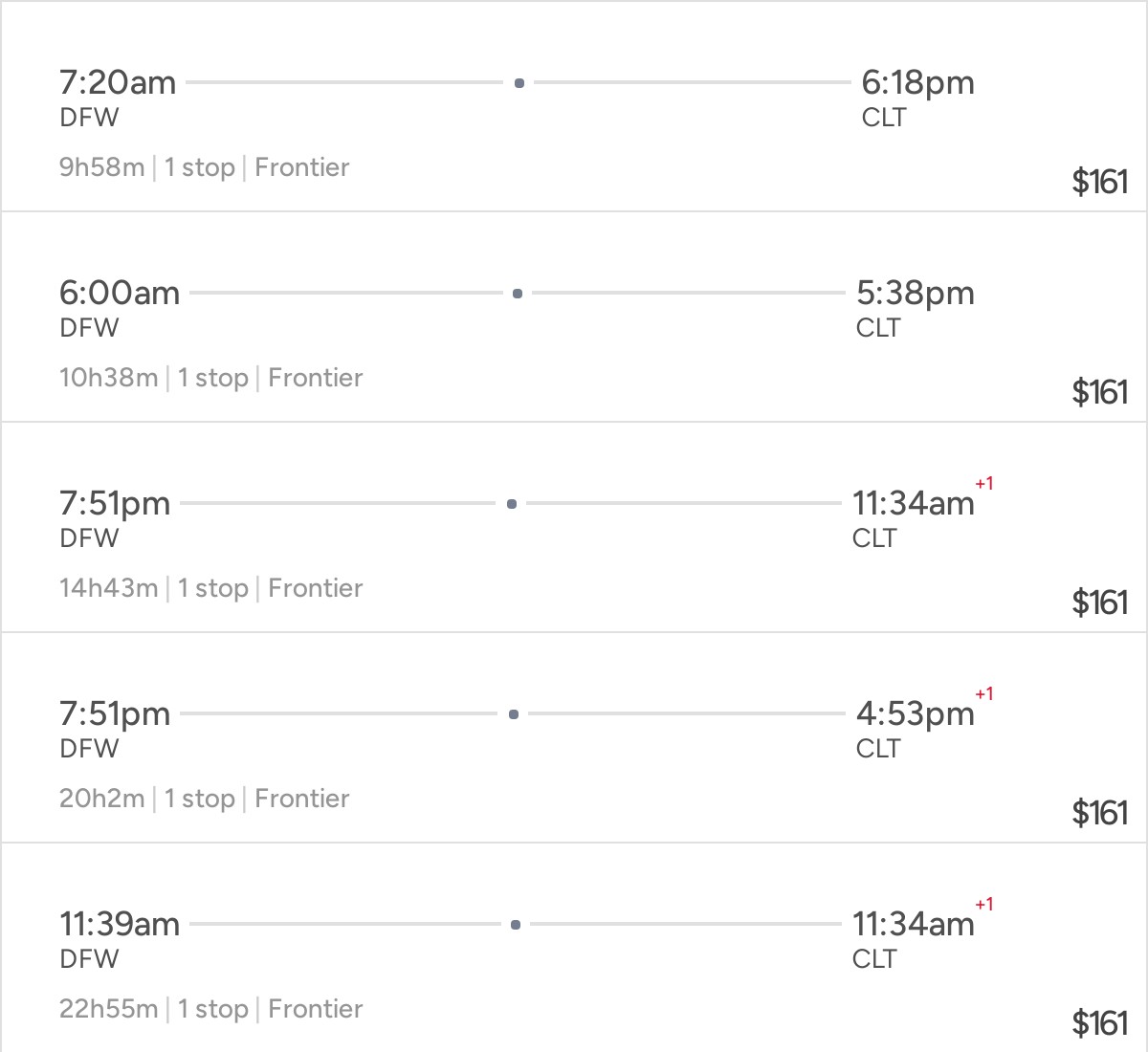 $75 Flights from DFW to CLT on Sun, May 3