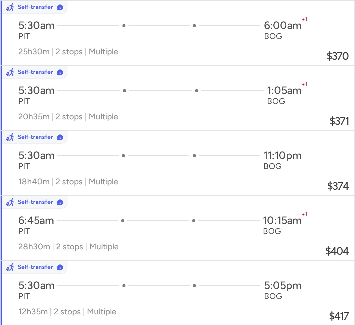 $118 Flights from PIT to BOG on Fri, Sep 12